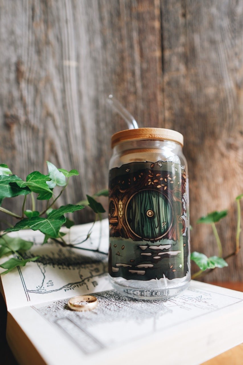 Shire Glass Tumbler – 16 oz Hobbit-Inspired Cup with Bamboo Lid – The ...