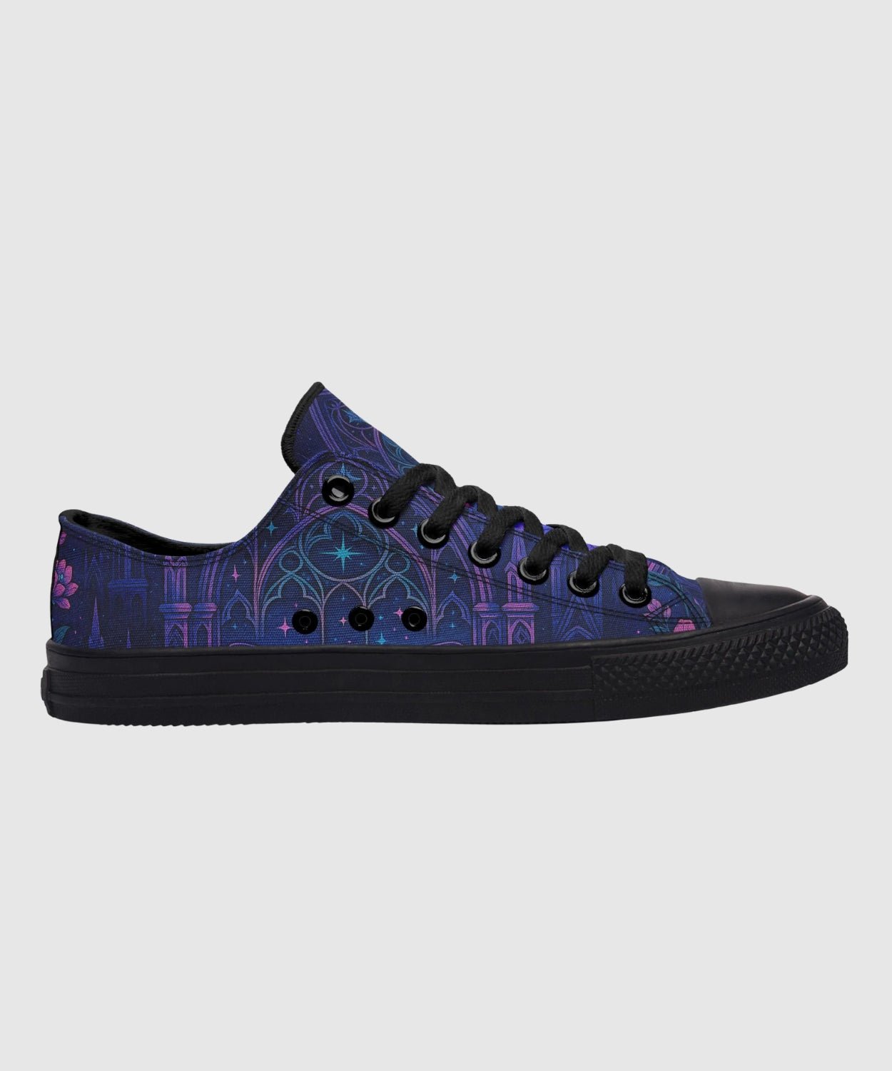 Butterfly Cathedral Low-Top Shoes – Gothic Floral Canvas Sneakers – The ...