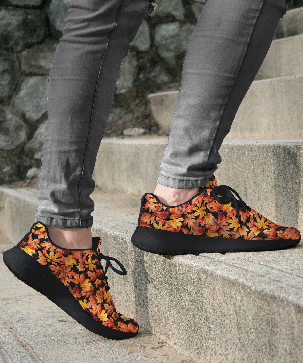 Fall Leaves Sneakers – Cozy Autumn Vegan Lace-Up Shoes – The Pagan Grimoire