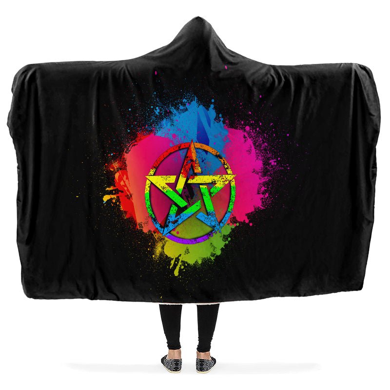 Witch Pride Hooded Blanket | Rainbow Pentagram Cozy Wrap – The Pagan ...