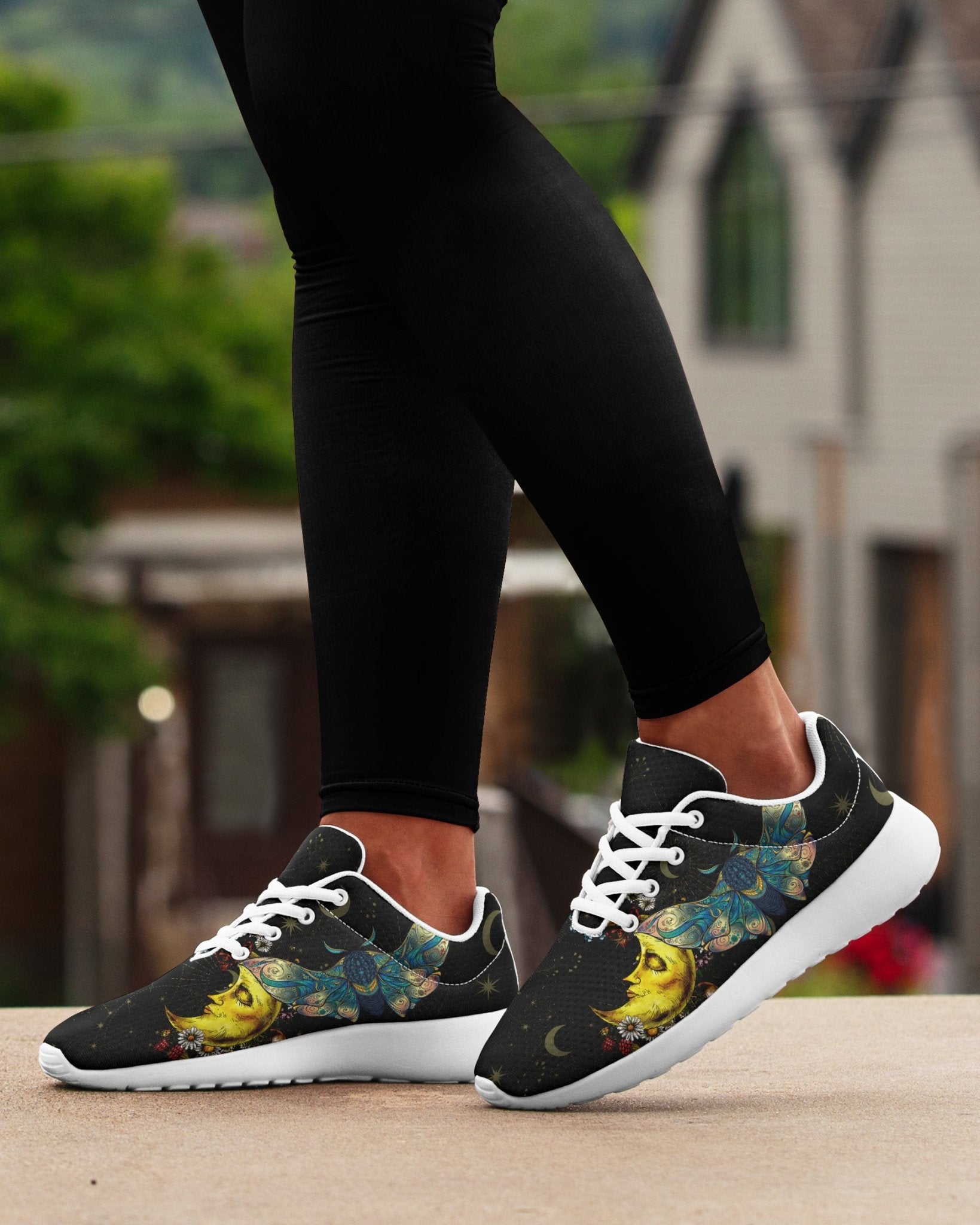 Celestial Moth Lace-Up Mesh Sneakers | Starry Moon Witch Shoes – The ...