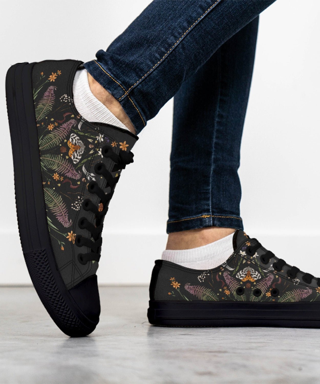 Magical Forest Moth Low Top Shoes | Cottagecore Canvas Sneakers for ...