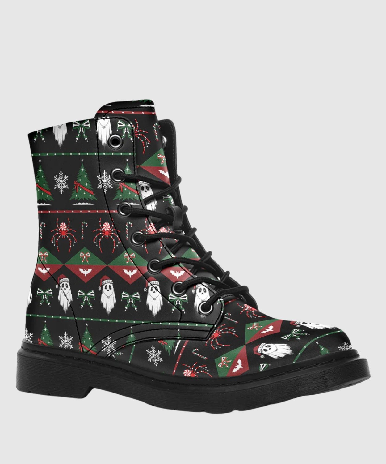 Merry Gothmas Combat Boots – Gothic Christmas Holiday Shoes – The Pagan ...