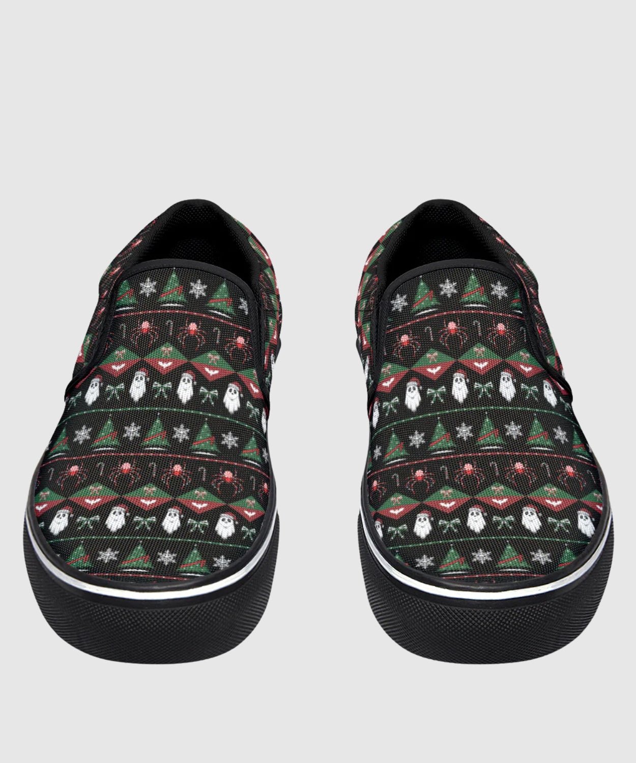 Merry Gothmas Slip-Ons – Gothic Holiday Flats – The Pagan Grimoire