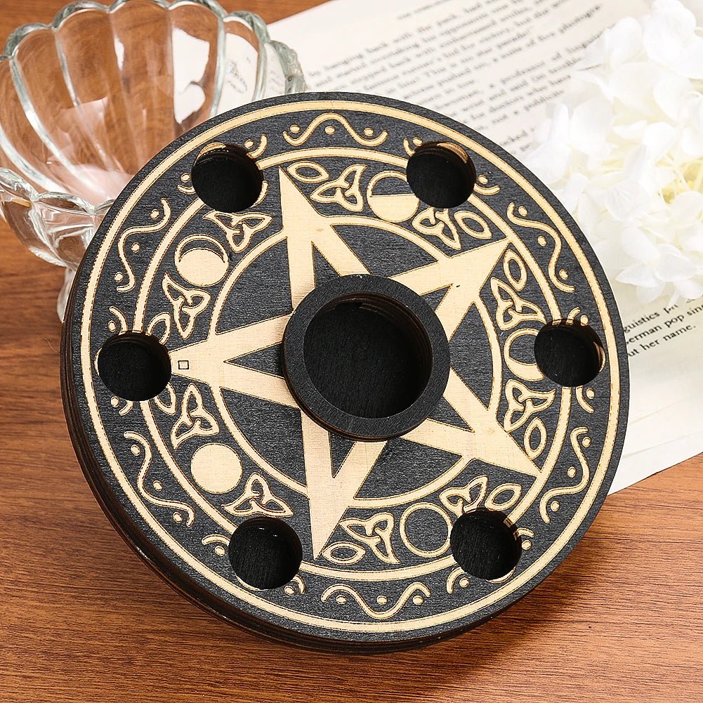 Wooden Pentacle Candle Holder – The Pagan Grimoire
