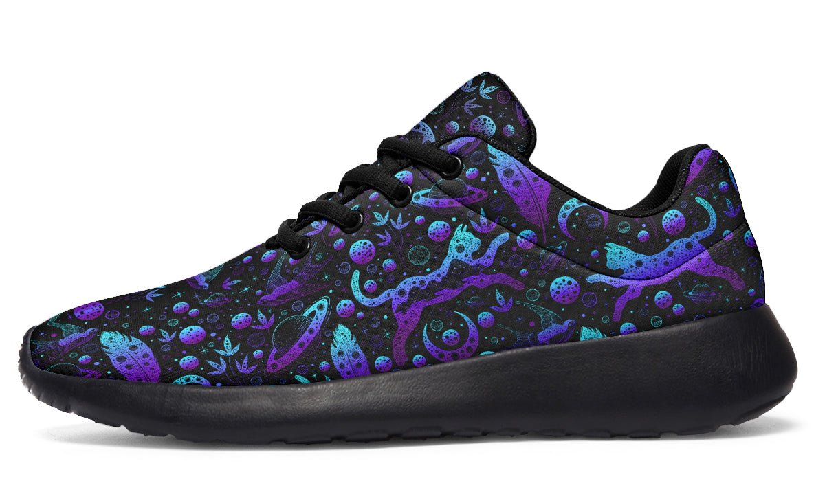 Neon Galaxy Cats Lace-Up Mesh Sneakers | Glow in the Dark Cat Shoes ...
