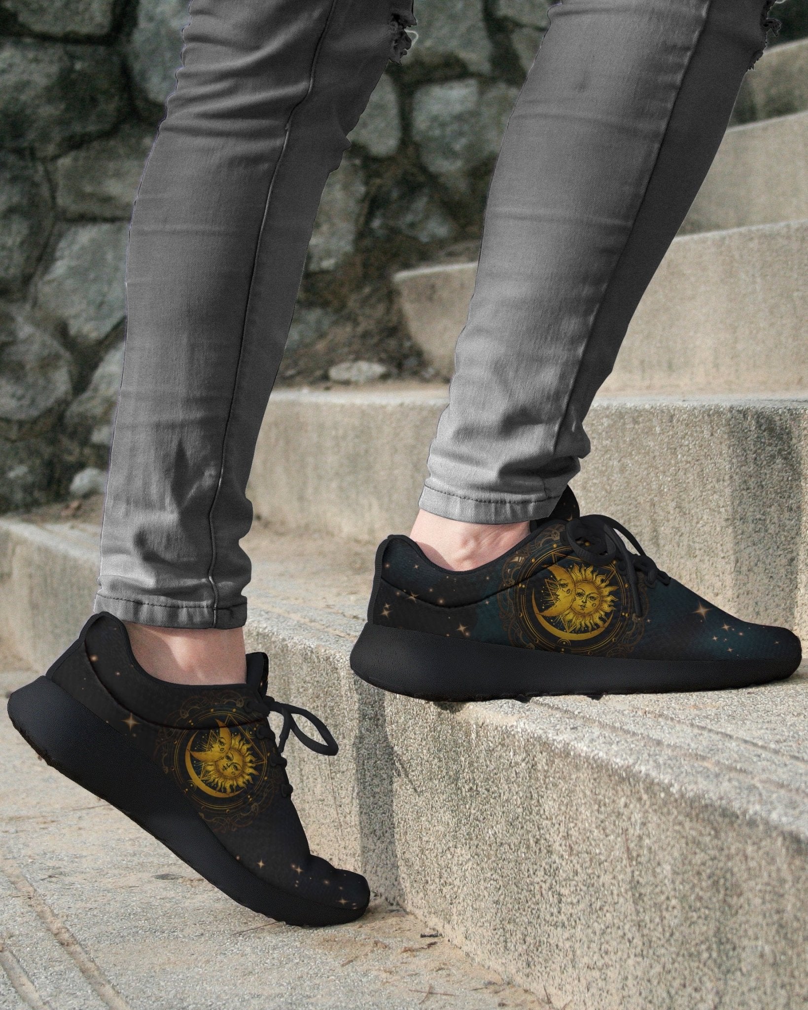 Sun, Moon, and Stars Lace-Up Mesh Sneakers | Celestial Witch Shoes ...